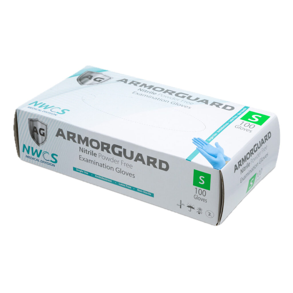ARMORGUARD NITRILE GLOVE BLUE 4mil - SMALL 10bxs/100ct - New Wave ...
